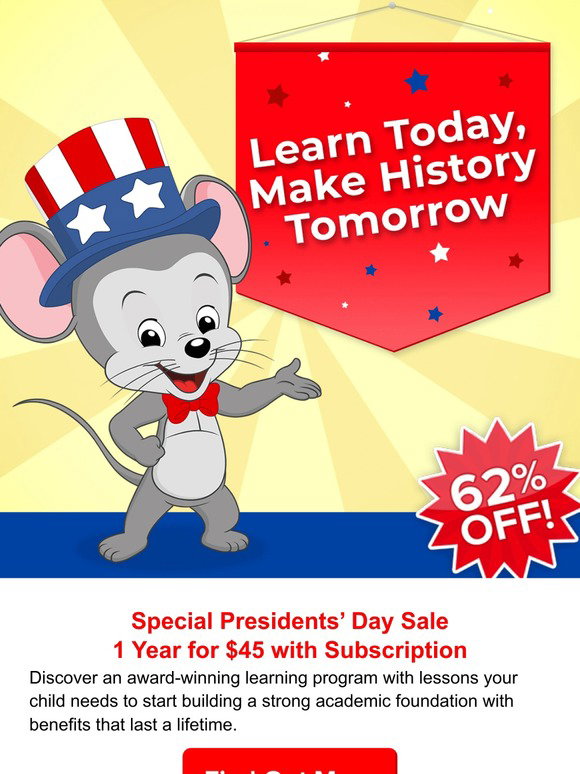 ABCmouse: Presidents' Day Offer–62% Off 1 Year | Milled