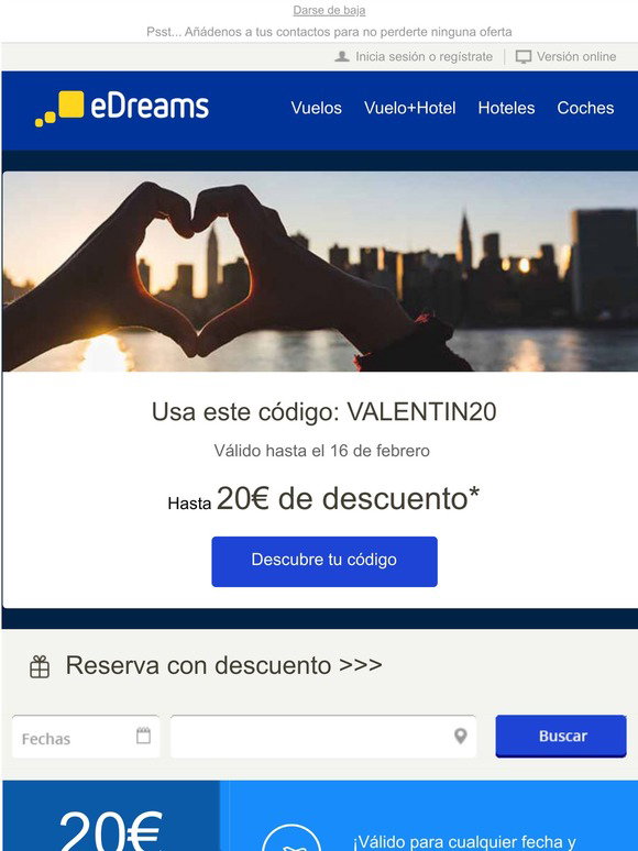 eDreams: 👨‍ ️‍👨CÓDIGO INCLUIDO: Tienes (1) descuento exclusivo | Milled
