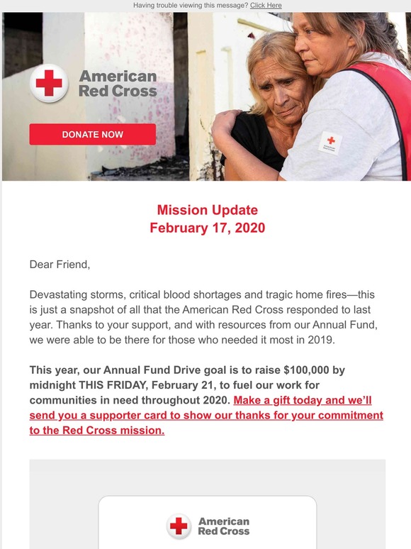 American Red Cross: Inside: Your personalized 2020 supporter card | Milled