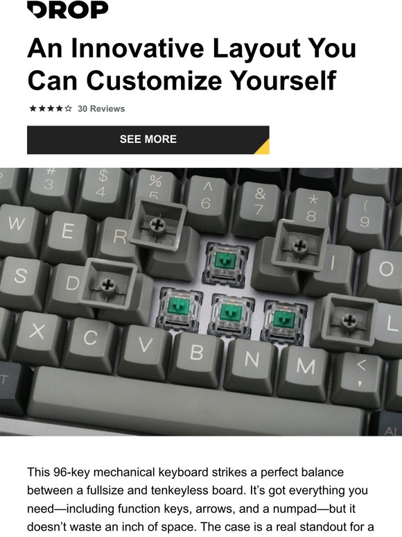 Drop: NYM96 Barebones Mechanical Keyboard: Hefty Aluminum Case ...