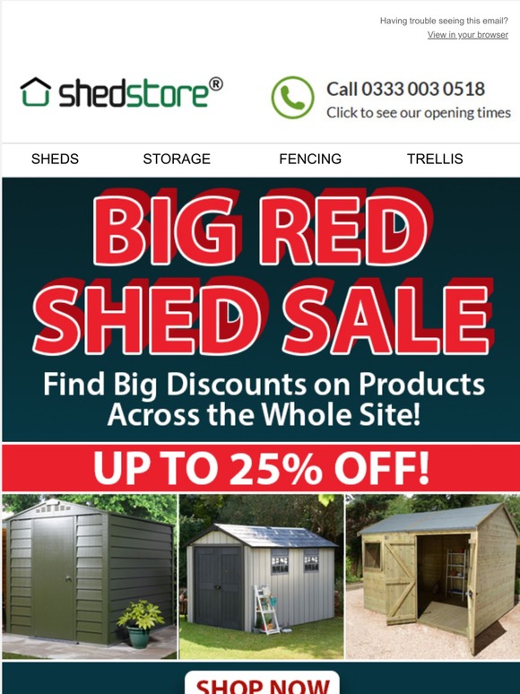 Shedstore: Shop our Big Red Sale! Discounts on products across the ...