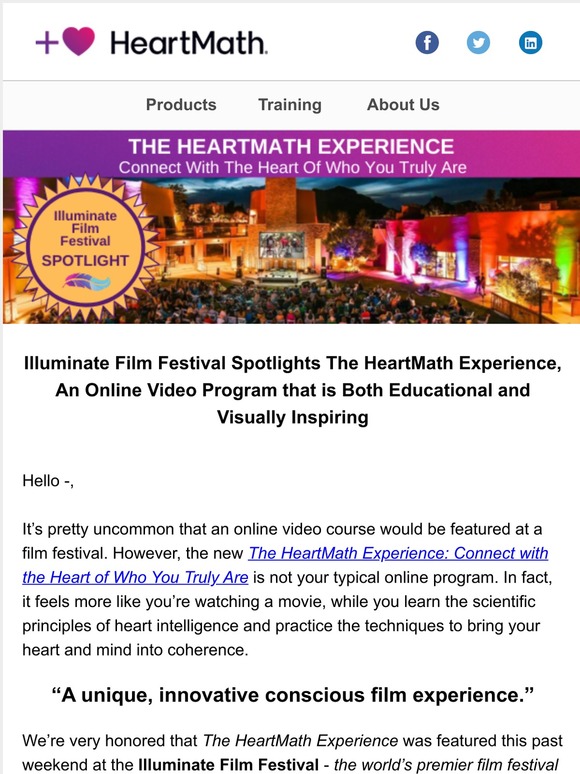 HeartMath: HeartMath Experience featured at Film Festival | Milled