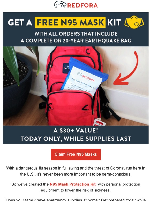 Redfora: N95 Mask Kits: Back-in-Stock + Free with Earthquake Bag Orders ...