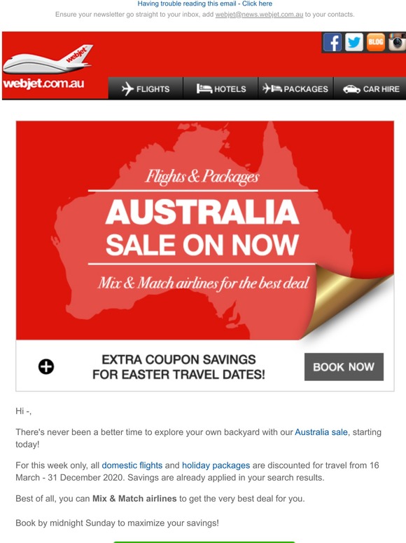 Webjet: Our Australia flights & packages sale has just landed! | Milled