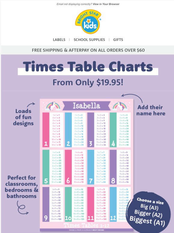 Bright Star Kids: TEST: It's Time! ⏰ Times Table Charts for Every Kid ...