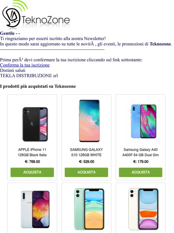 TeknoZone: Conferma registrazione newsletter www.teknozone.it | Milled