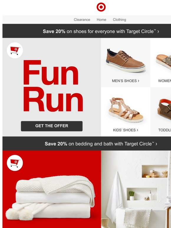 Target: Fun Run: 20% off shoes for the fam 🥾👟👠 | Milled