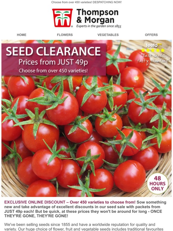 Thompson & Morgan: SEED CLEARANCE from ONLY 49p a packet! | Milled