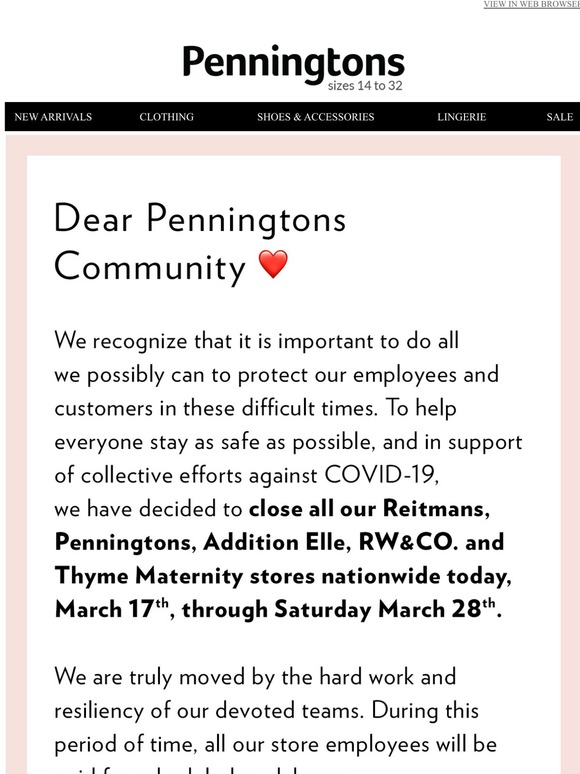 Penningtons: An Important Letter to our Community | Milled