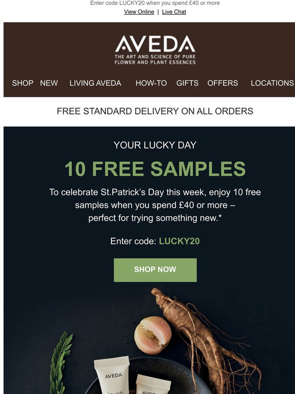 Aveda: Last chance! Enjoy 10 free samples | Milled
