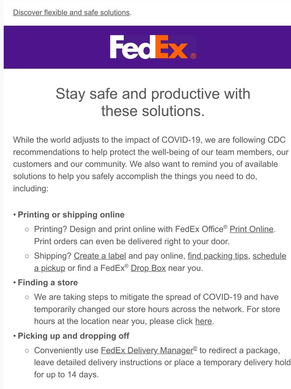 FedEx: Discover safe solutions during COVID-19 | Milled