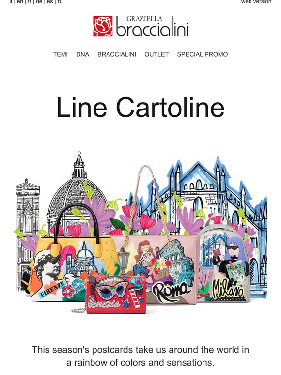 Braccialini: Line Cartoline, a rainbow of colors and sensations | Milled