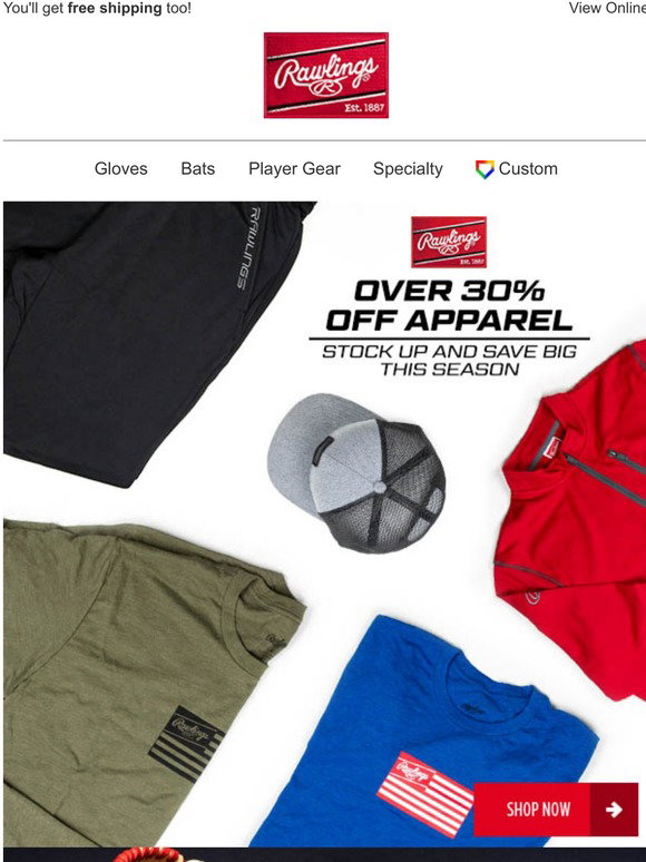 Rawlings: You'll Save Over 30% On Apparel Now! | Milled