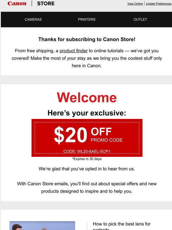 Canon: Welcome to Canon Store! | Milled