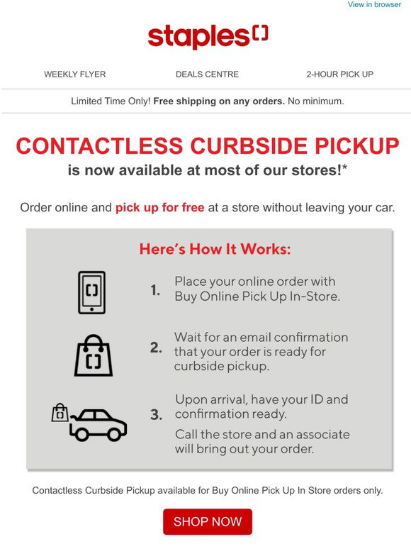 Staples: Contactless Pickup Now Available! | Milled