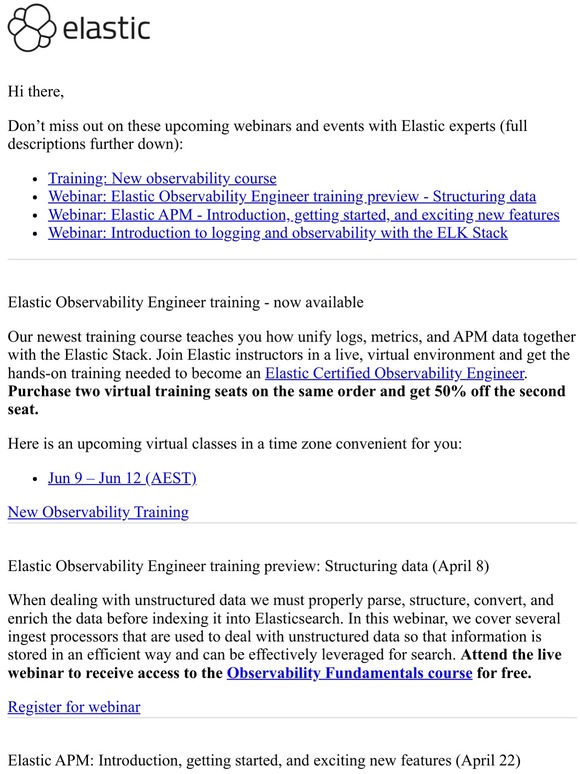 Elastic: New Elastic Observability training course and live webinars ...