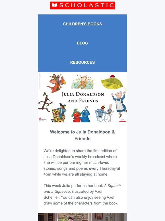 Scholastic: Welcome to Julia Donaldson and Friends | Milled