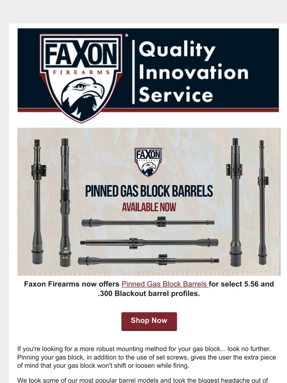 Faxon Firearms: Pinned Gas Block Barrels Available from Faxon Firearms ...