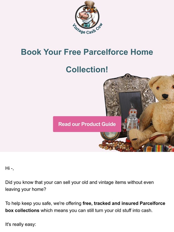 Vintage Cash Cow: Book a Free Parcelforce Collection Today! | Milled