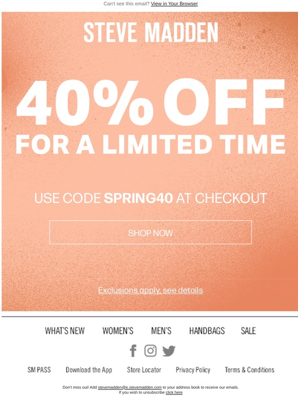 Steve Madden: 40% OFF for a limited time only | Milled