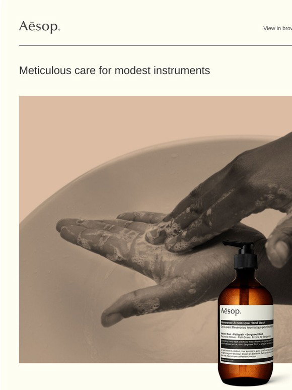 Aesop: Hands cleansed and nourished | Milled