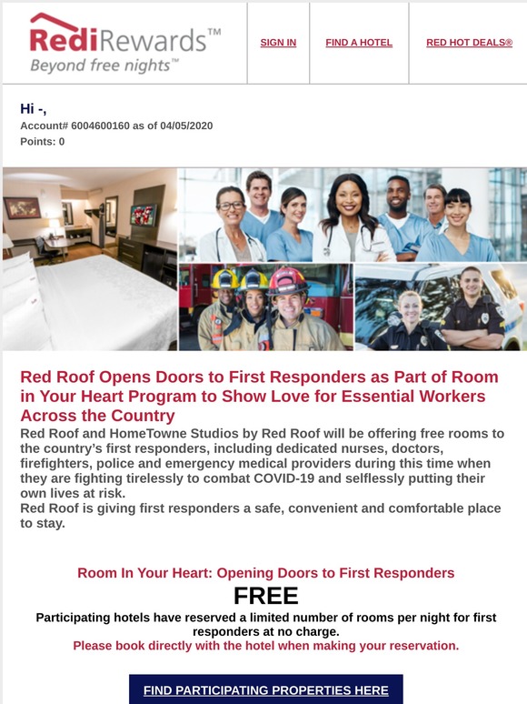 Red Roof: -Red Roof Opens Doors to First Responders with Free Rooms ...