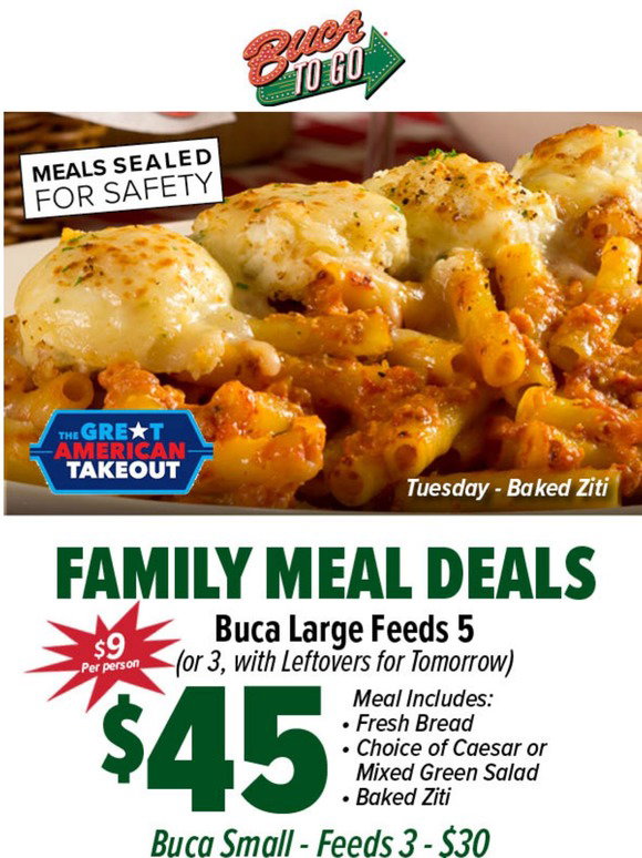 Buca Di Beppo: Two GREAT ways to celebrate The Great American Takeout ...