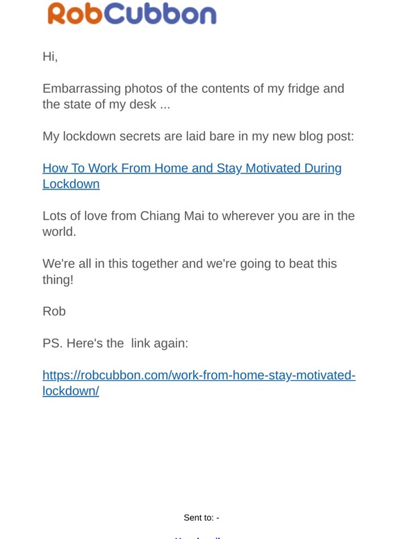 Rob Cubbon: How I'm coping with lockdown | Milled