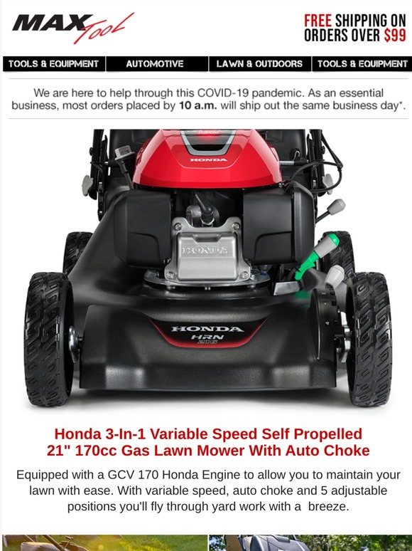 MaxTool: Maintain Your Lawn | 3-In-1 Smart Drive™ 21" Honda Mower | Milled