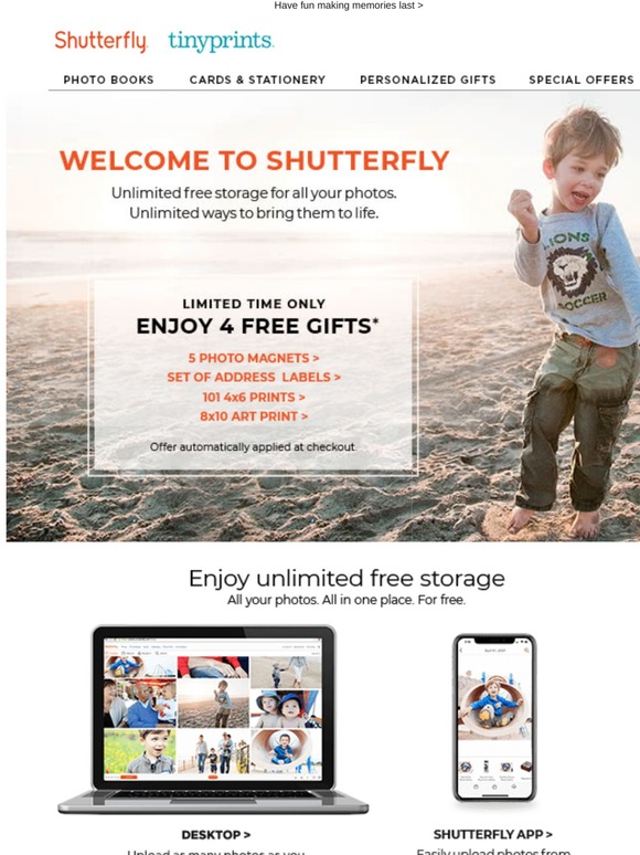 Shutterfly: Welcome to Shutterfly! Enjoy 4 FREE gifts | Milled