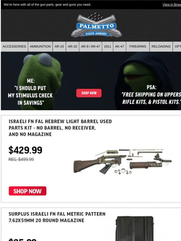 Palmetto State Armory: Israeli FN FAL Used Parts Kit $429.99 | FN FAL ...