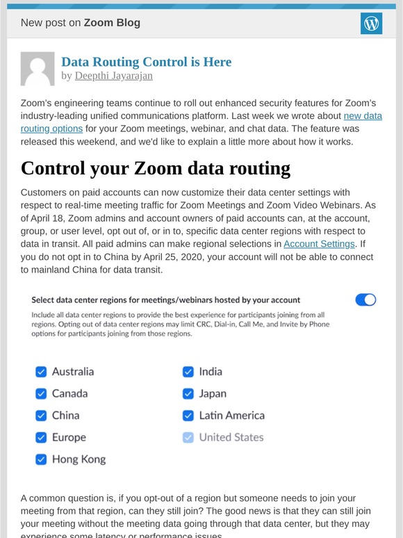 Zoom: [New post] Data Routing Control is Here | Milled