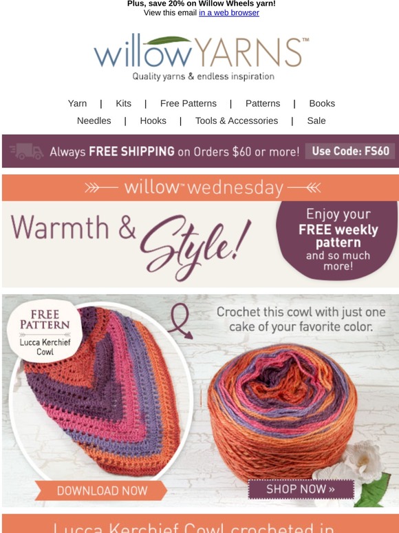 Willow Yarns: Don't miss 4 FREE patterns for Willow Wheels! | Milled