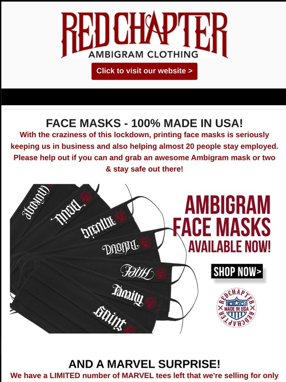 Red Chapter Clothing: Ambigram Face Masks are shipping now! And you're ...