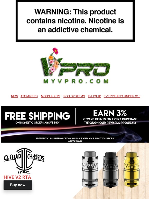 VPRO: Cloud Chasers Restock! The Hive V2 RTA is HERE! | Milled