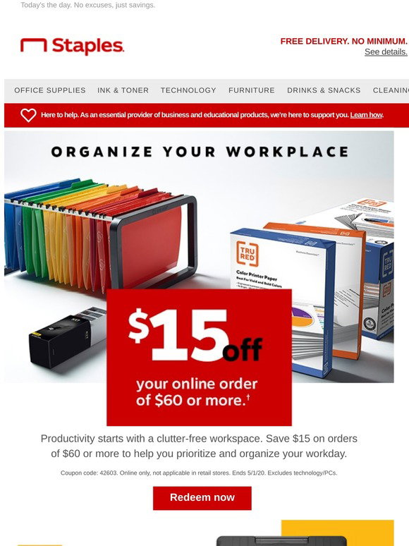 Staples: Cut the clutter with $15 off. | Milled