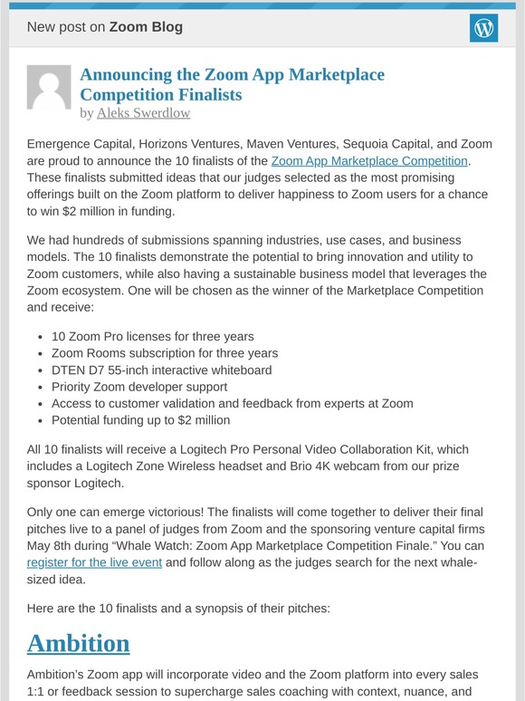 Zoom Video: [New post] Announcing the Zoom App Marketplace Competition ...