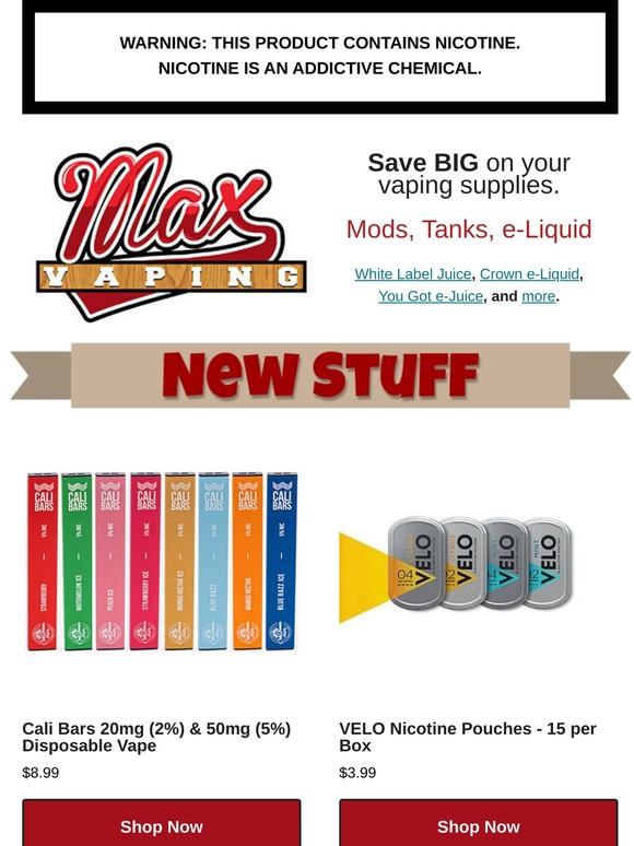 Max Vaping: Try Velo Nic Pouches - $3.99 for 15. Crown Tobacco vape ...