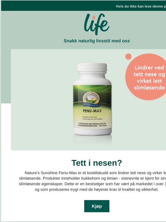 Life: Tett i nesen? Fenu-Max kan lindre | Milled