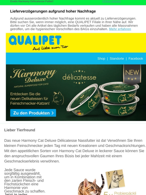 Qualipet: 🐱 Jetzt NEU: Délicatesse-Futter für Ihr Büsi | Milled