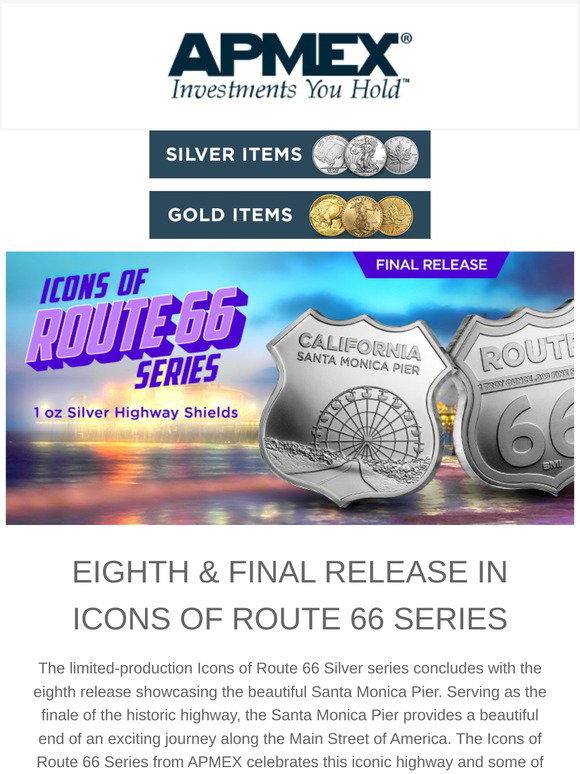 APMEX: Final release of the Icons of Route 66 Silver series! | Milled