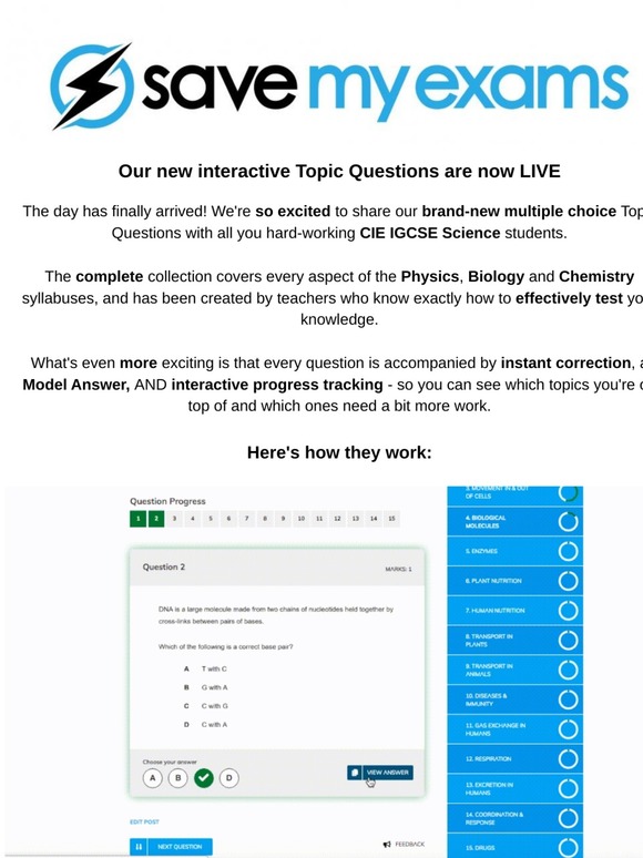 Save My Exams: NEW! CIE IGCSE Science Study Resources | Milled