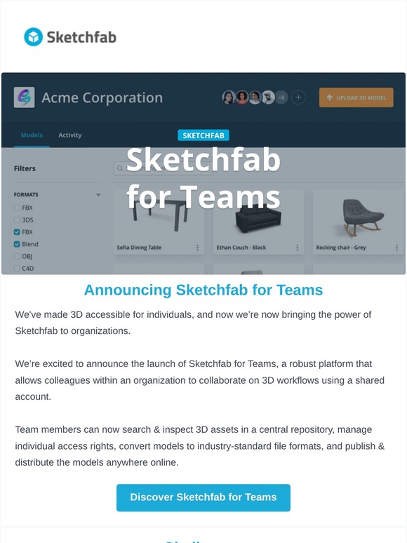 Sketchfab: Announcing Sketchfab for Teams | Milled