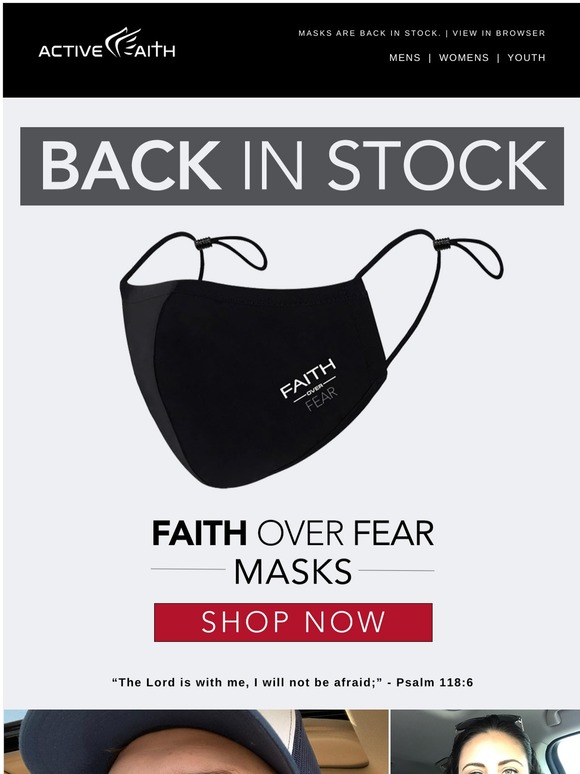 Active Faith Sports: Back In Stock 😷Faith Over Fear Masks | Milled