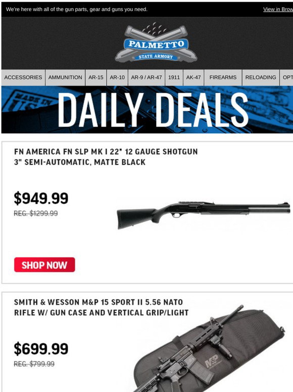 Palmetto State Armory: FN SLP MK1 12 Gauge Shotgun $949.99 | S&W M&P 15 ...