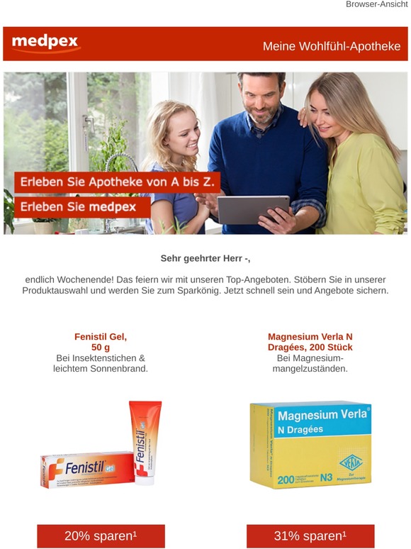 Medpex: Herr -jetzt Gratis-Zugaben sichern! | Milled