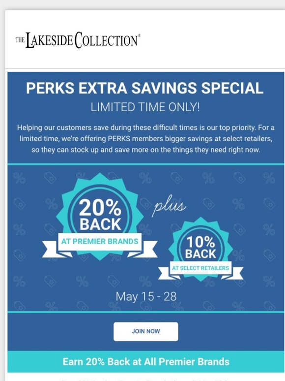 Lakeside Collection: Join Lakeside Perks and Enjoy 20% Back On Every ...