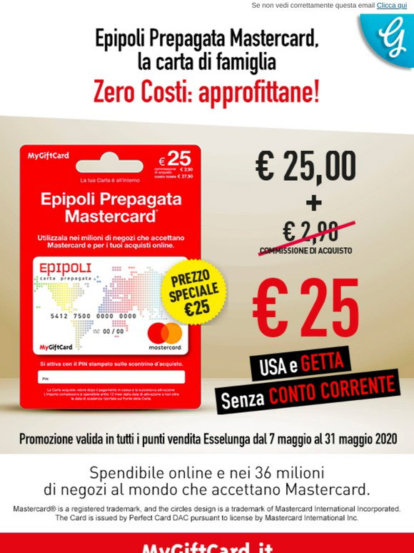 Groupalia: Epipoli Prepagata Mastercard Esselunga Zero Costi. Clicca e ...