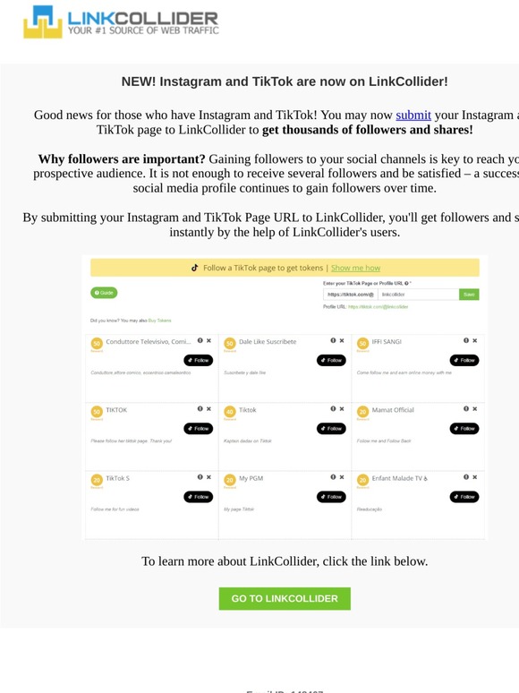 LinkCollider: NEW! Instagram and TikTok are now on LinkCollider! | Milled