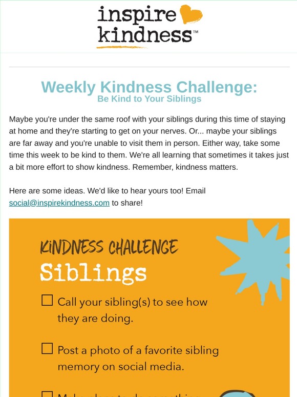 InspireKindness: Weekly Kindness Challenge: Be Kind to Your Annoying ...